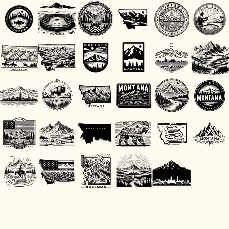 Montana State Svg Bundle, Montana State Vector, Montana Silhouette ...
