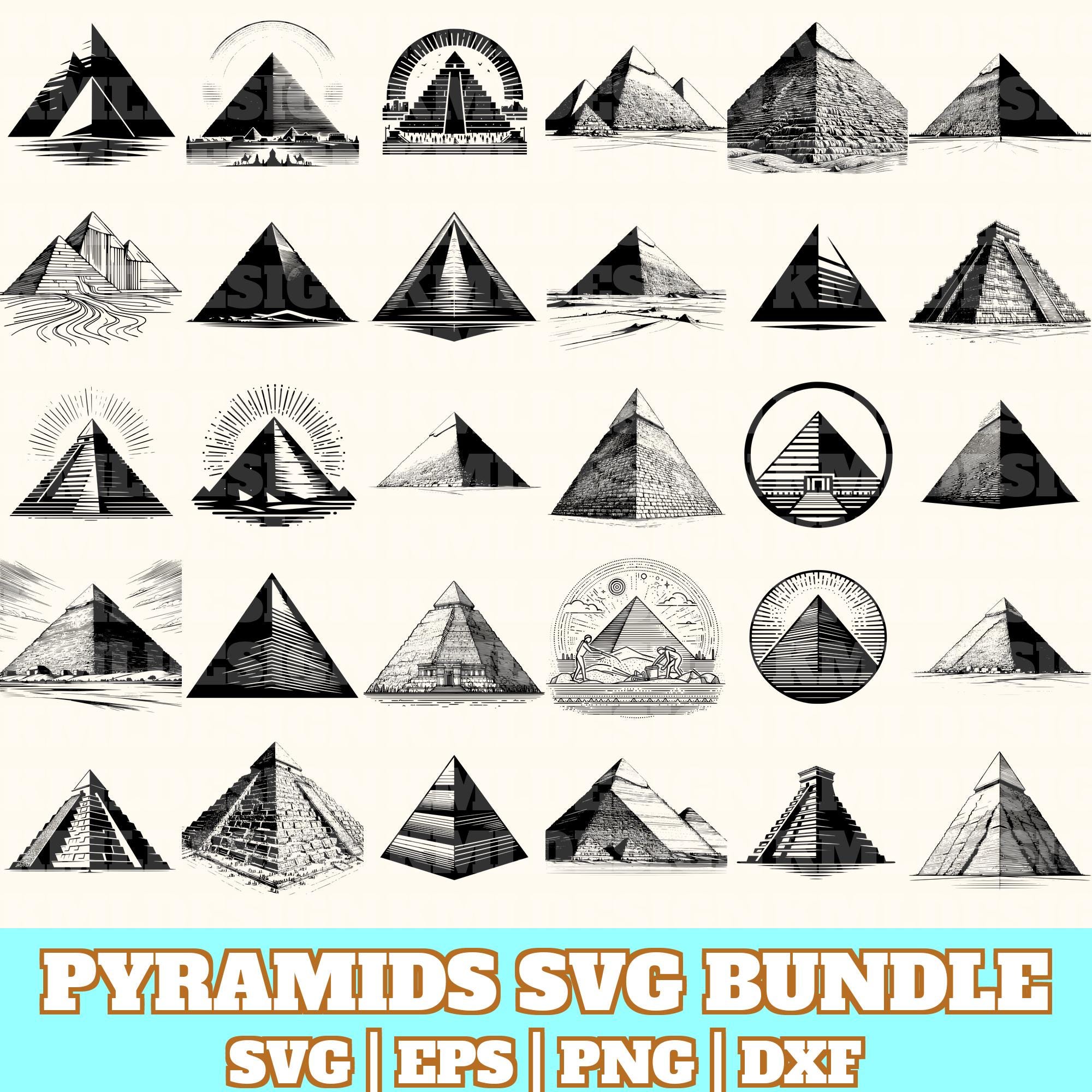 The Great Pyramids of Giza Svg Bundle, Great Pyramids Vector, Pyramids ...