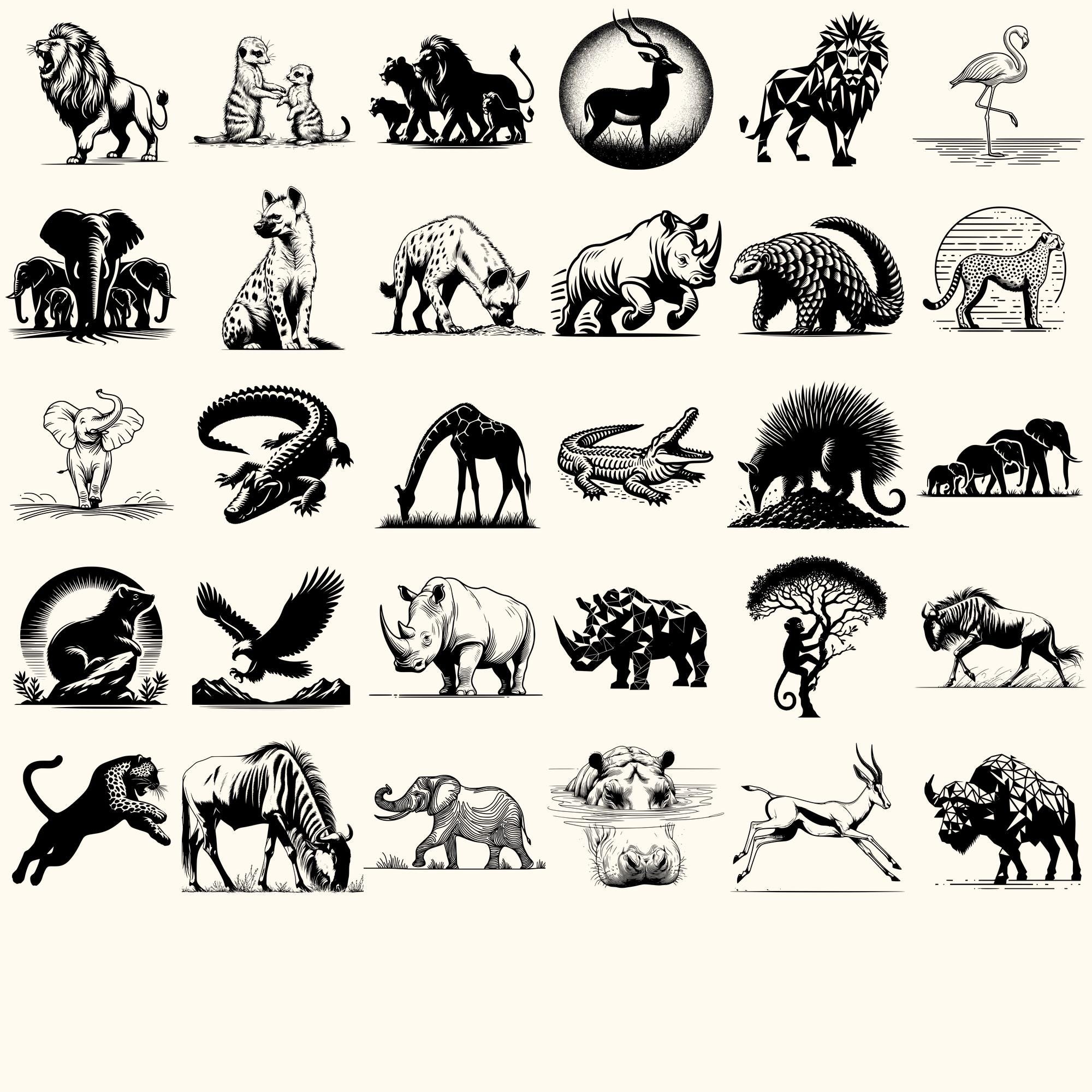 Safari Animals Svg Bundle, Safari Animals Vector, Safari Animals ...