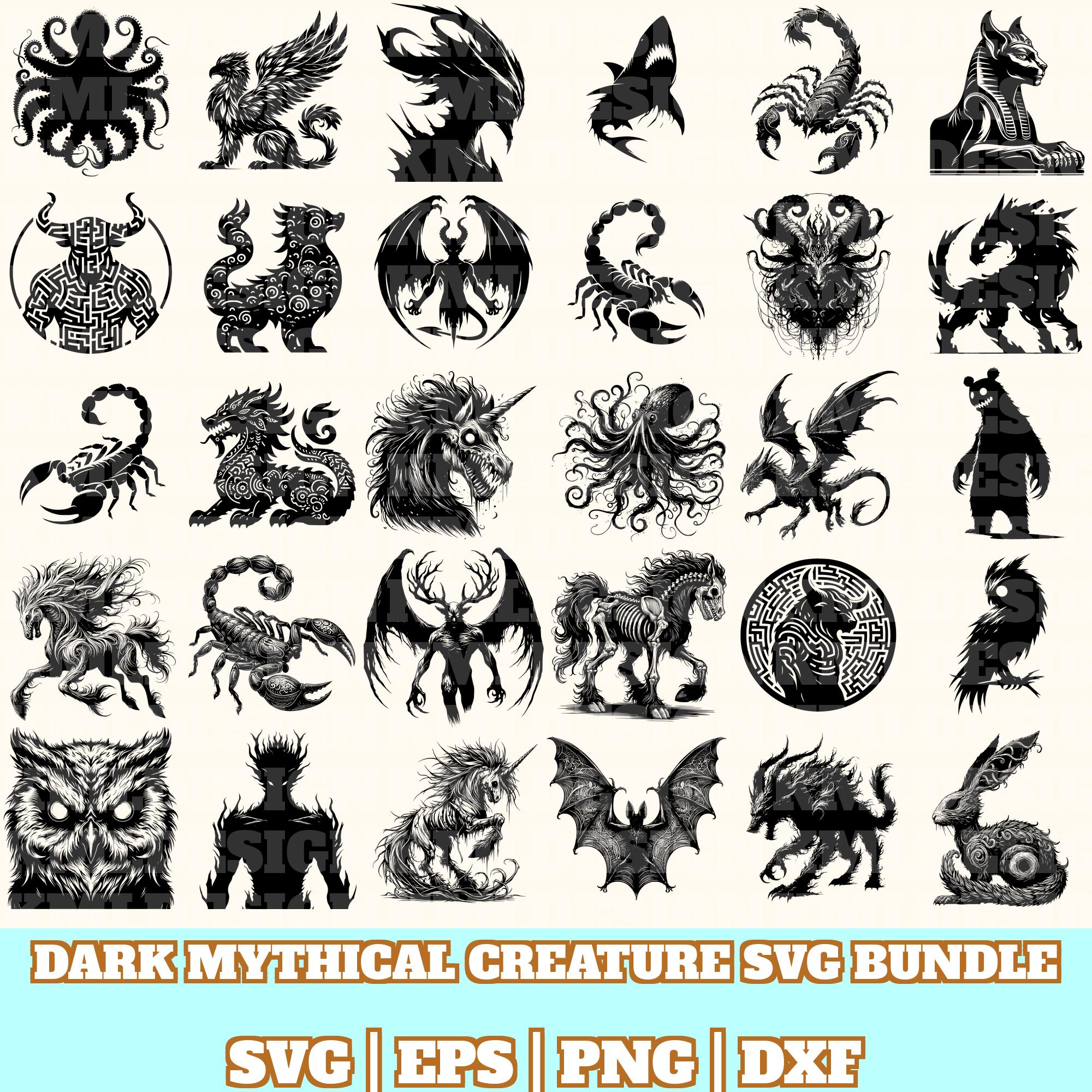 Dark Mythical Creature Svg Bundle, Dark Mythical Creature Silhouette ...