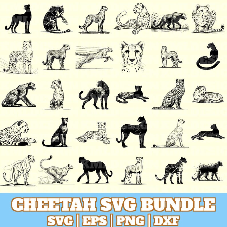 Cheetah Svg Bundle, Cheetah Vector, Cheetah Silhouette, Cheetah Svg PNG ...