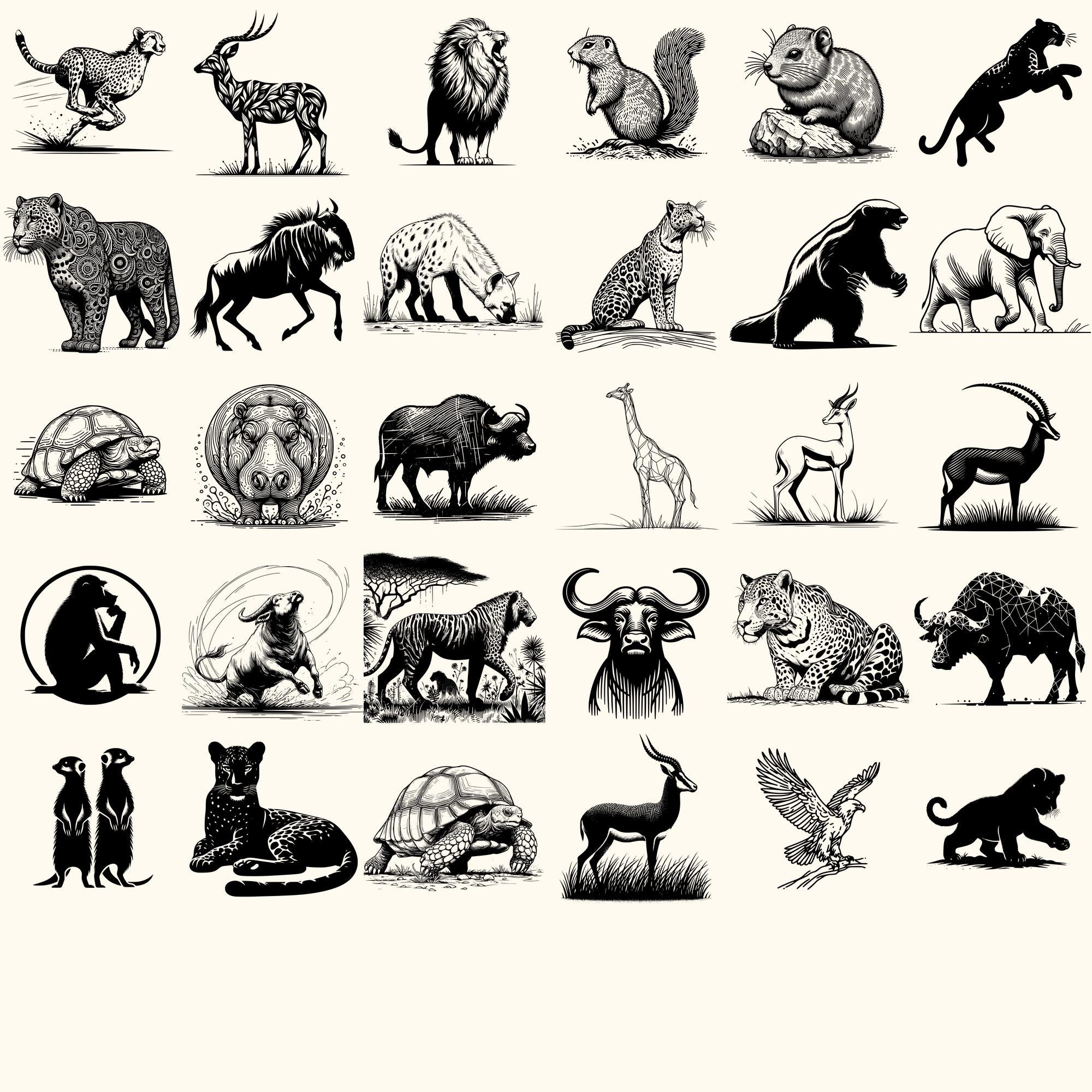 Safari Animals Svg Bundle, Safari Animals Vector, Safari Animals ...