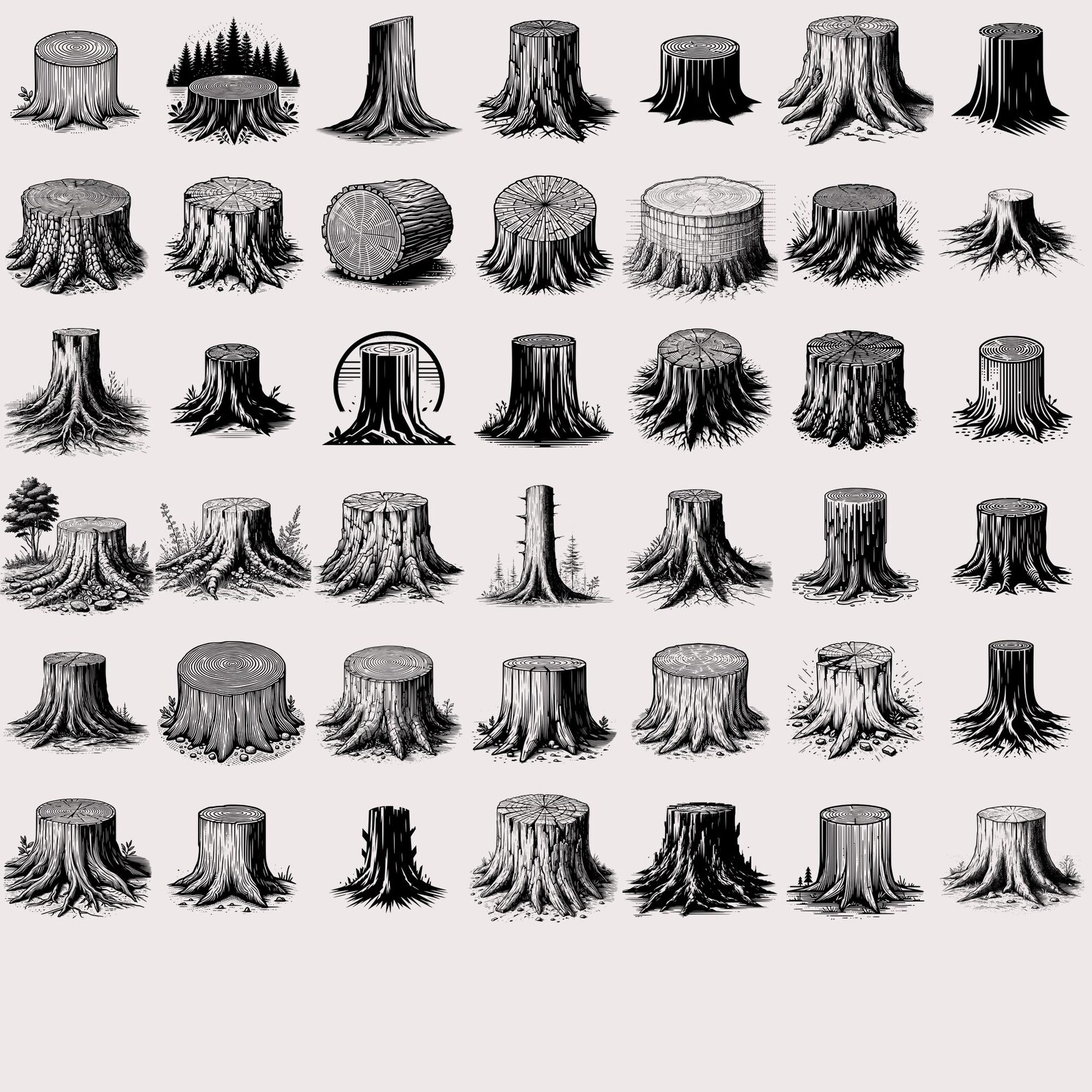 Tree Stump Svg Bundle, Tree Stump Vector, Tree Stump Silhouette, Tree ...