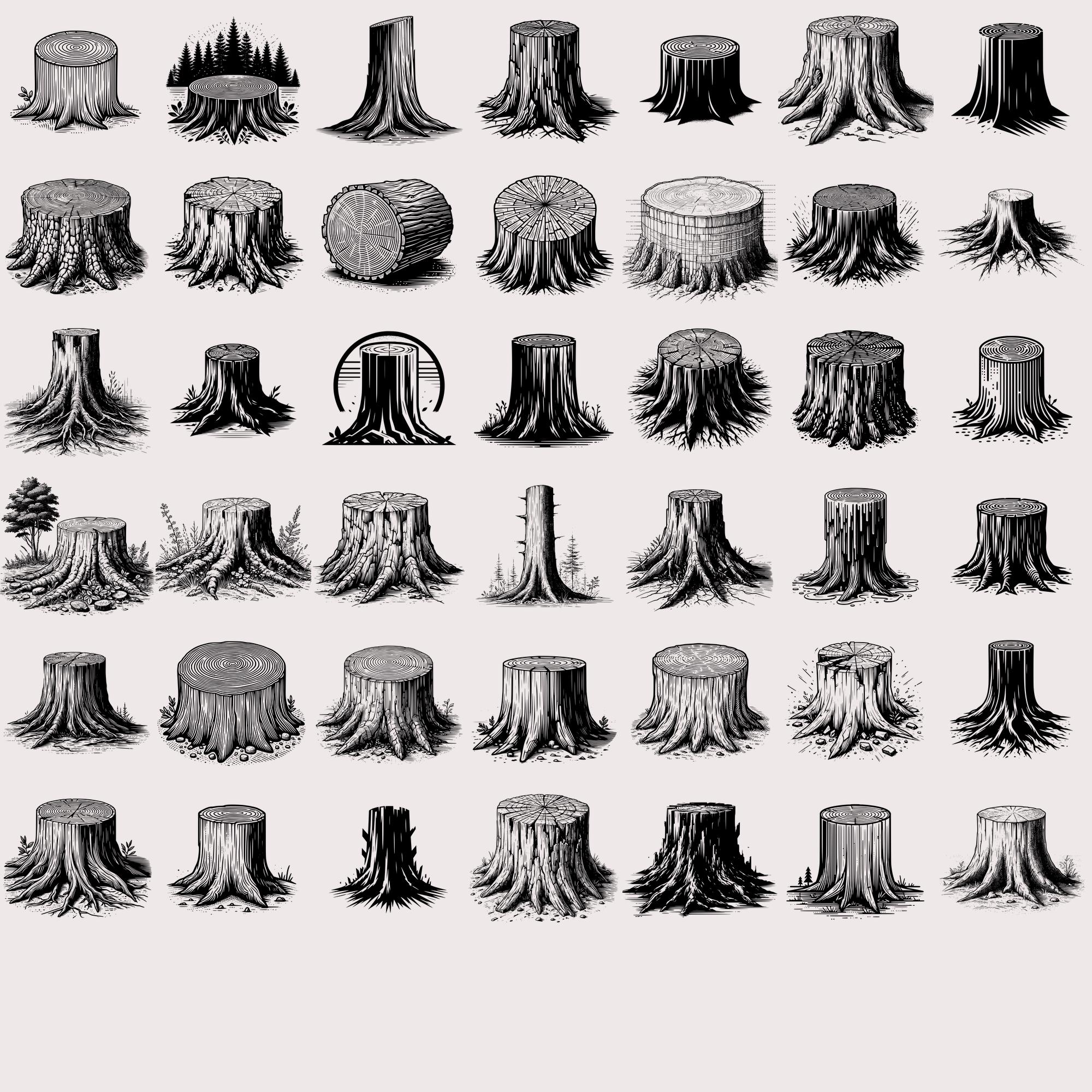 Tree Stump Svg Bundle, Tree Stump Vector, Tree Stump Silhouette, Tree ...