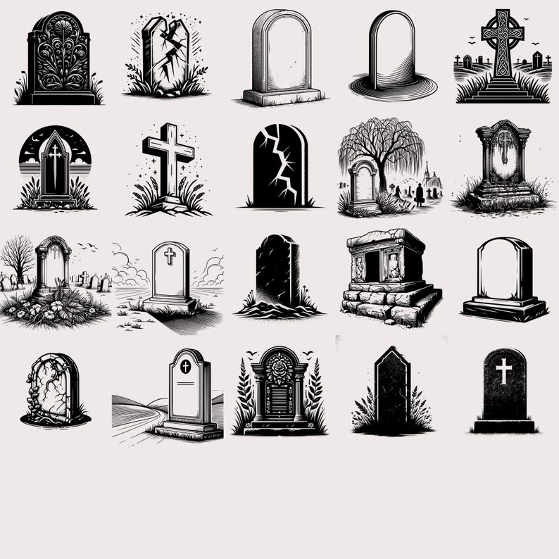 Tombstone Svg Bundle, Tombstone Vector, Tombstone Silhouette ...