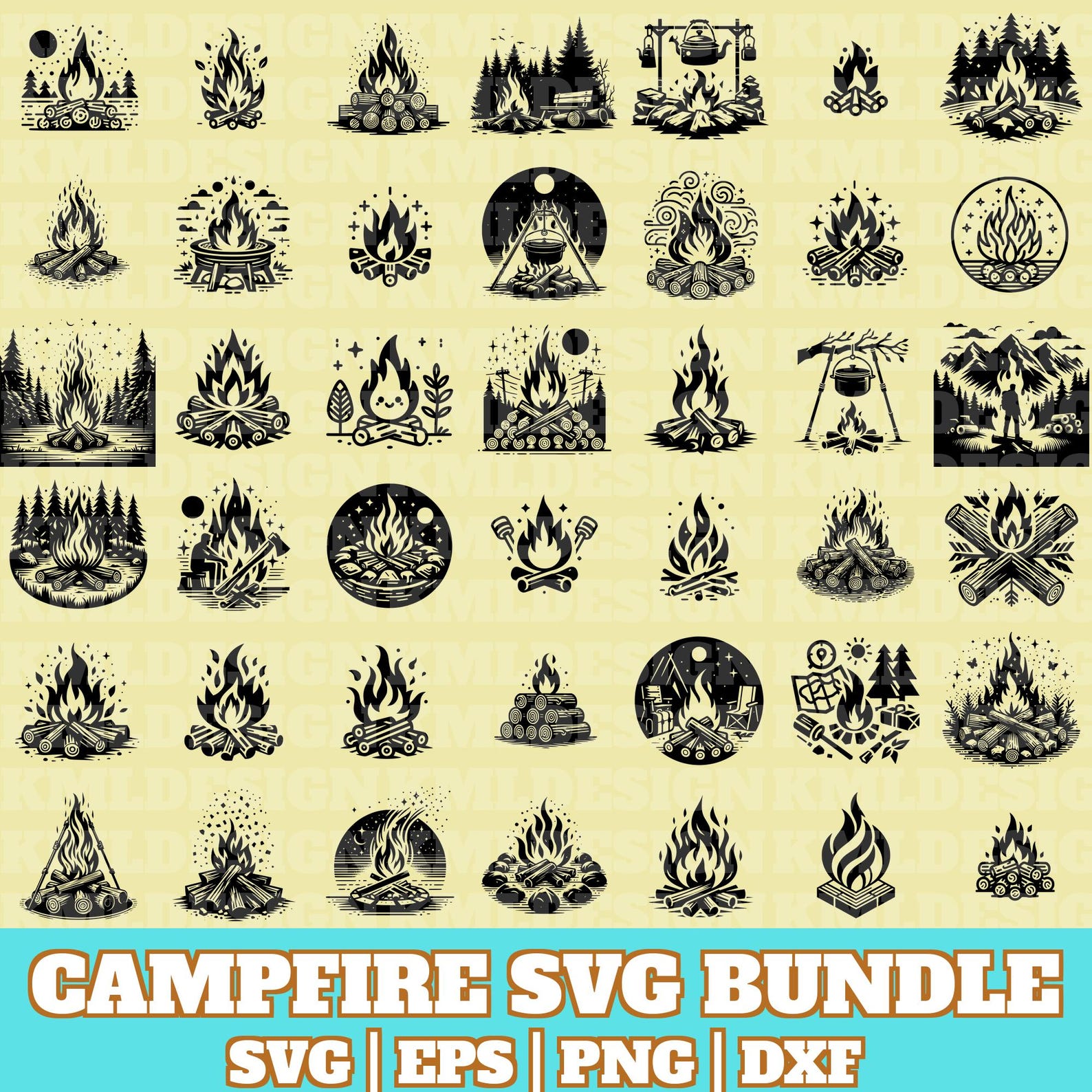 Campfire Svg Bundle, Campfire SVG, Campfire Silhouette, Camp Life ...