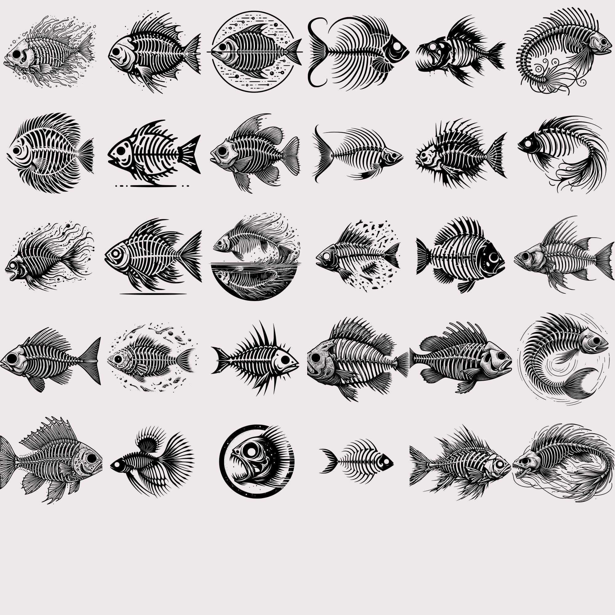 Fish Bones Svg Bundle, Fish Bones Vector, Fish Bones Silhouette ...