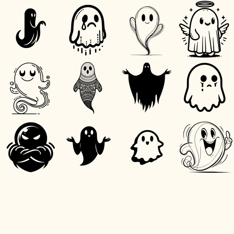 Ghost Svg Bundle, Cartoon Ghost Vector, Cartoon Ghost Silhouette ...