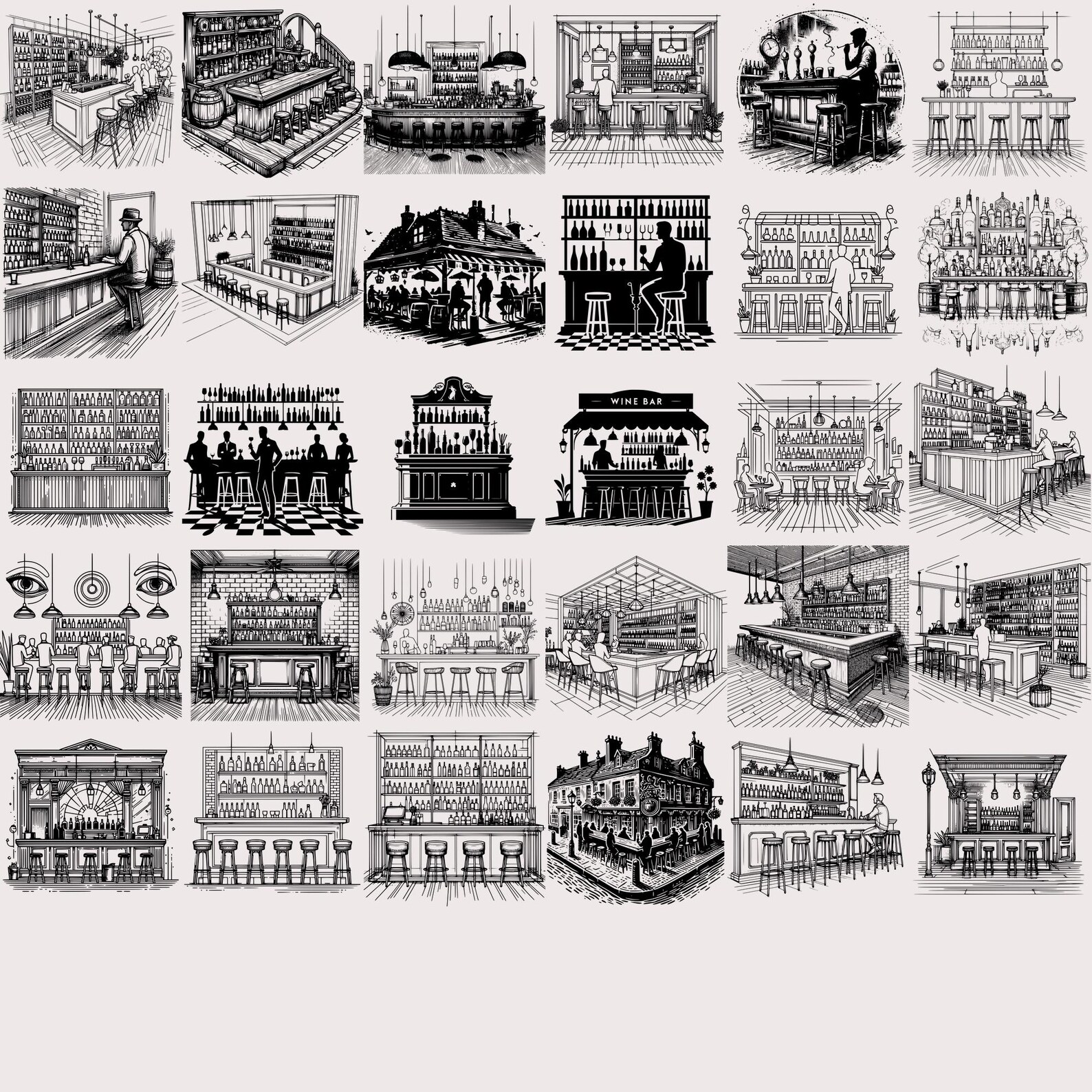 Liquor Bar Svg Bundle, Tavern Liquor Bar Vector, Cocktail Pub ...