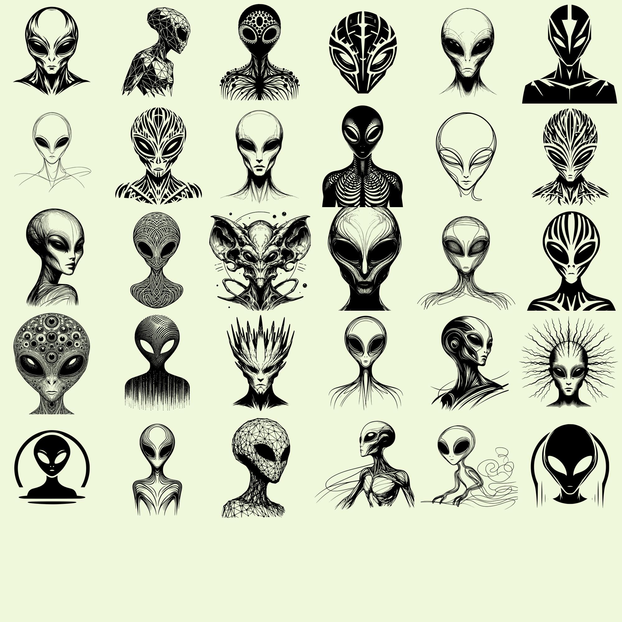Alien Svg Bundle, Alien Face Vector, Alien Face Silhouette, Alien Svg ...