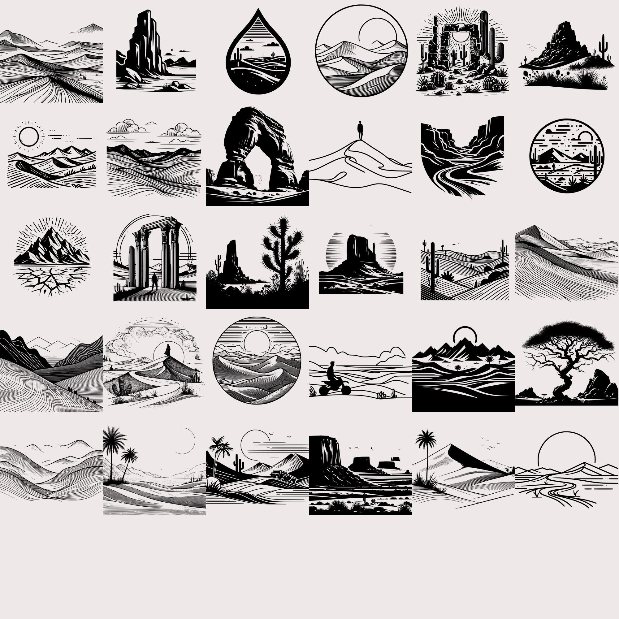 Desert Scene Svg Bundle, Desert Scene Vector, Desert Scene Silhouette ...