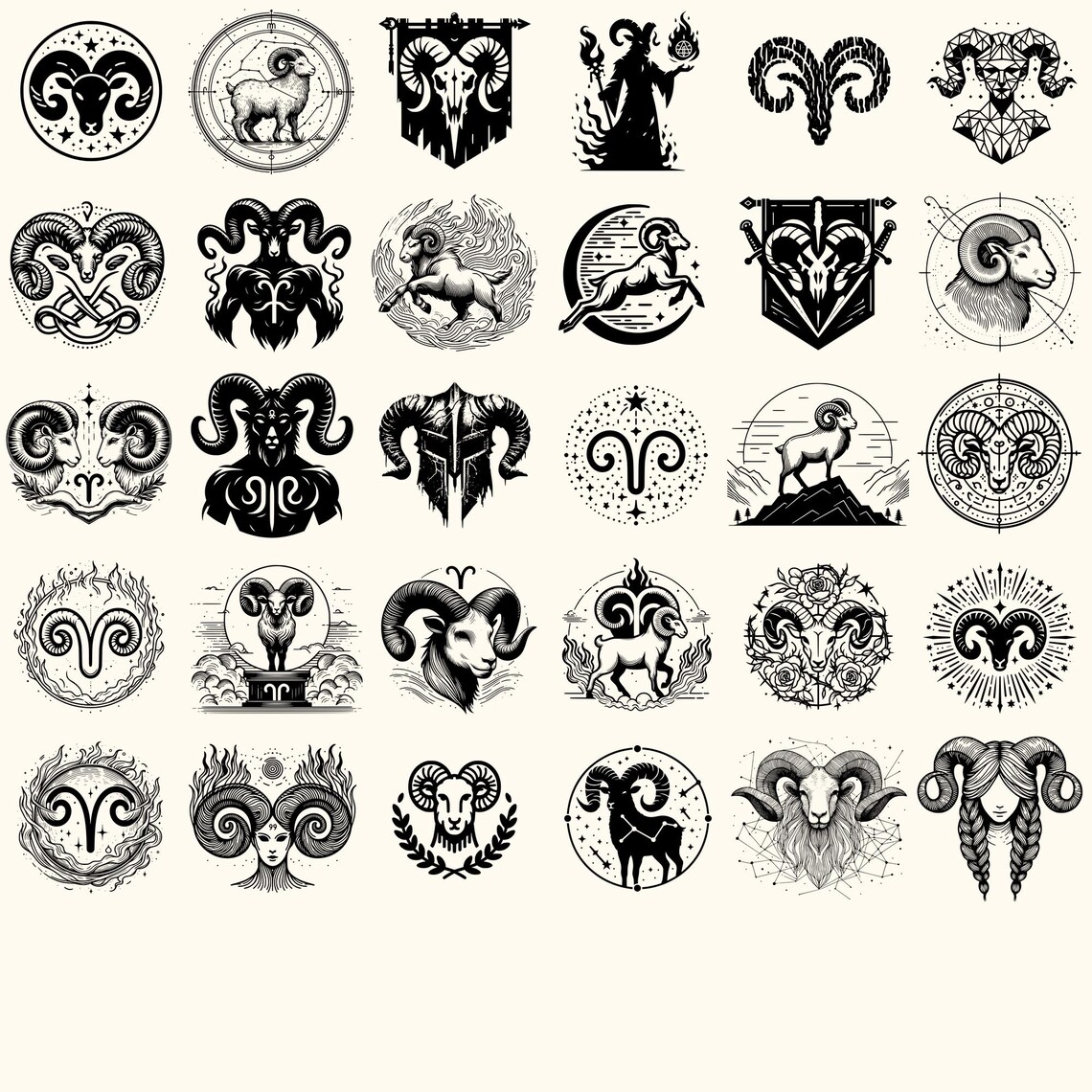 Aries Zodiac Sign Svg Bundle, Aries Zodiac Vector, Aries Zodiac Sign ...