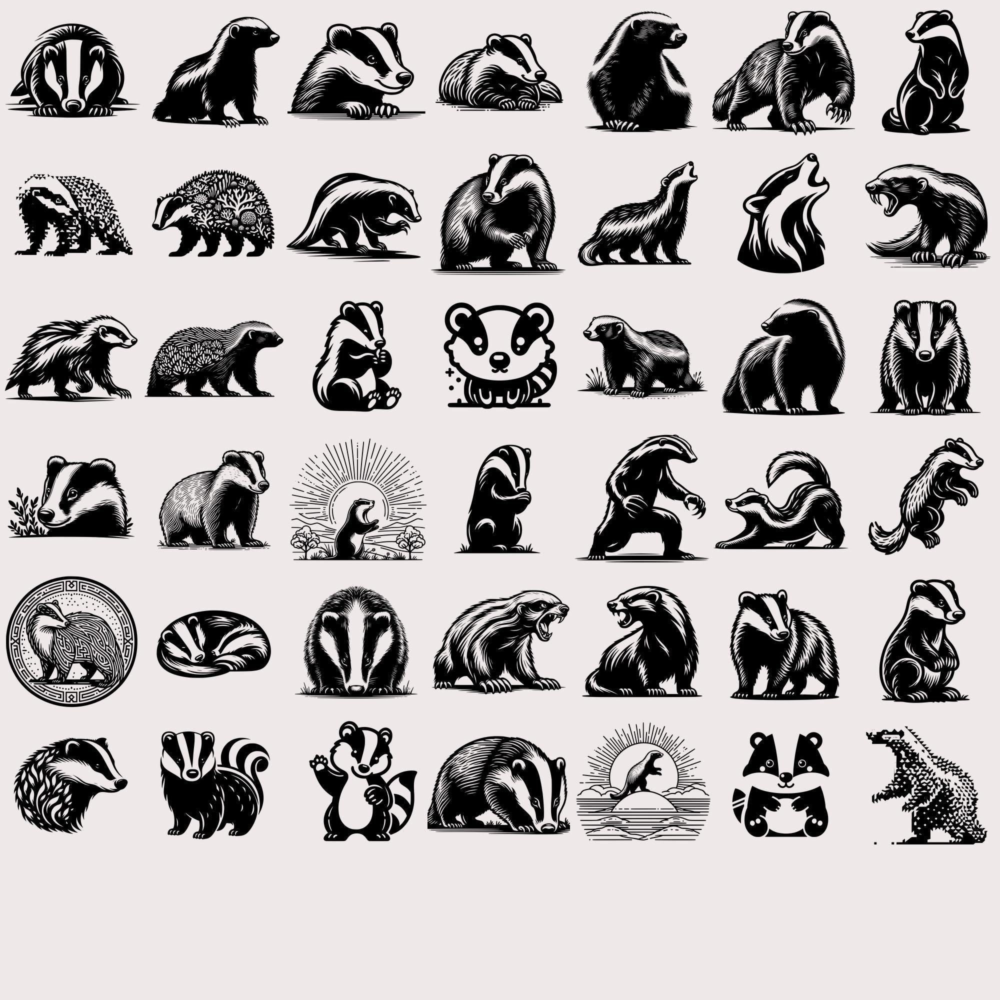 Badger Svg Bundle, Honey Badger Vector, Badger Silhouette, Badger ...
