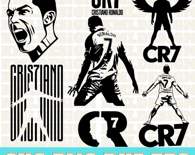 CR7 Cristiano Ronaldo SVG Bundle, Soccer Player Silhouette, Digital Cut ...