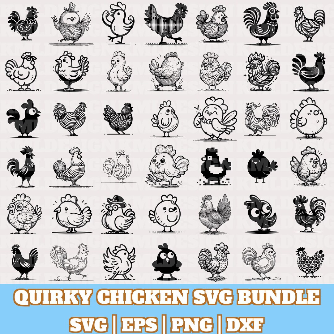 Quirky Chicken Svg Bundle, Quirky Chicken Vector, Quirky Chicken ...