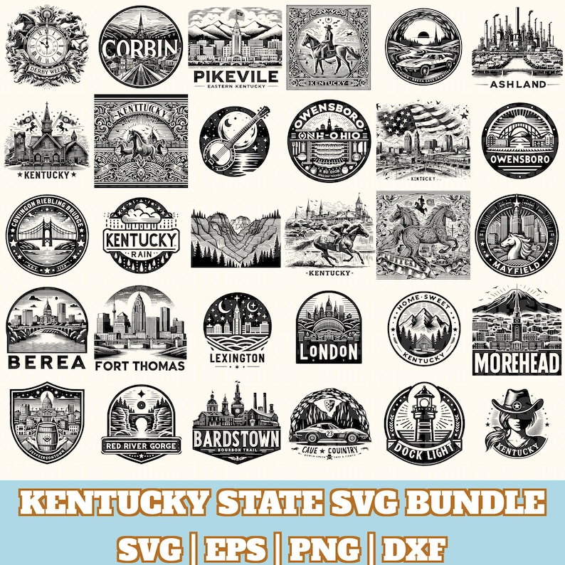 Kentucky State Svg Bundle, Kentucky State Vector Silhouette, Kentucky ...