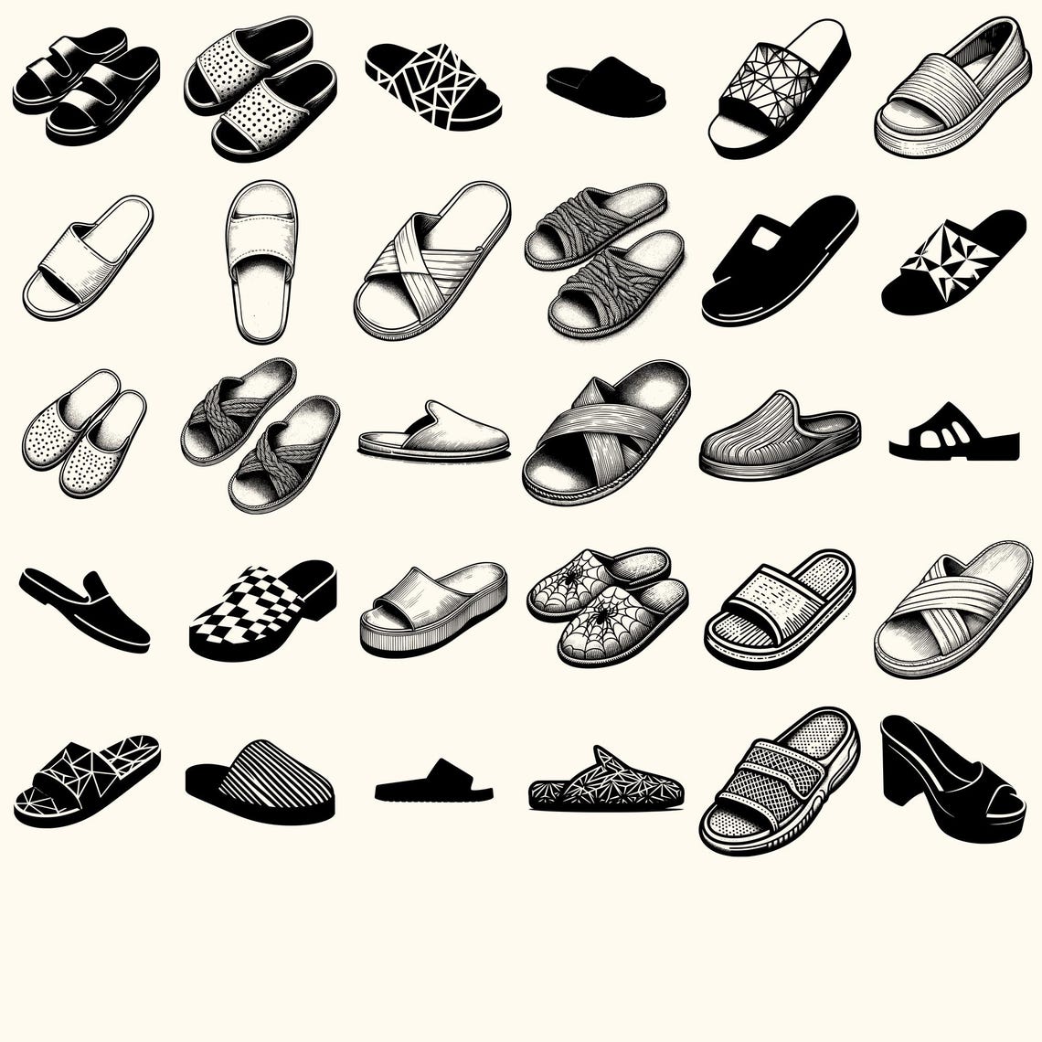 Slipper Svg Bundle, Slippers Vector Silhouette, Slipper Svg PNG Eps Dxf ...