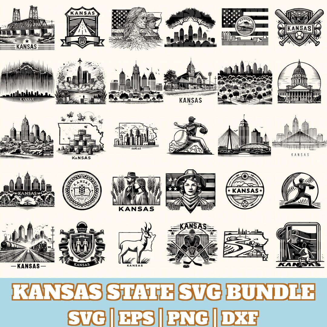 Kansas State Svg Bundle, Kansas State Vector, Kansas Silhouette, Kansas ...