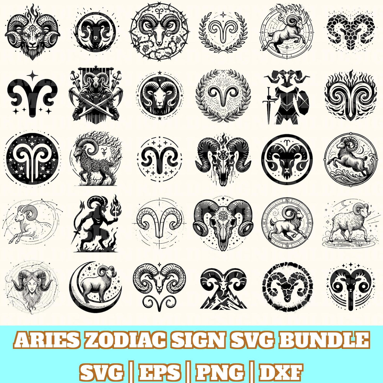 Aries Zodiac Sign Svg Bundle, Aries Zodiac Vector, Aries Zodiac Sign ...