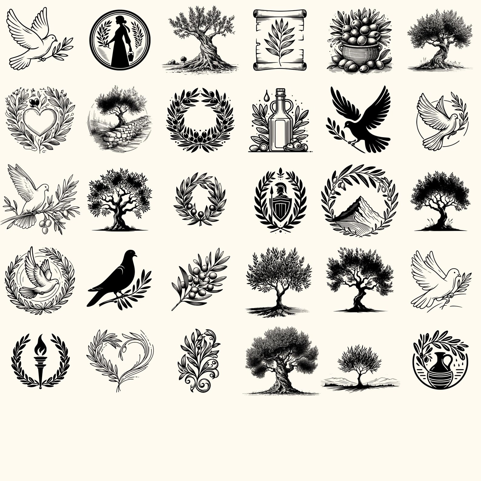 Olive Svg Bundle, Olive Branch Tree Vector, Olive Branch Silhouette ...