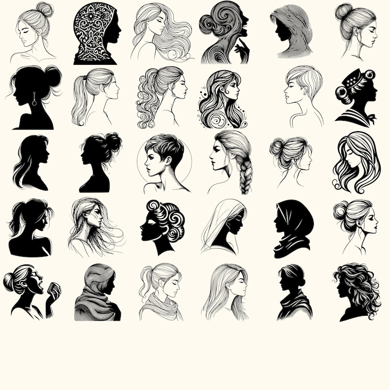 Women Profile Svg Bundle, Women Profile Vector, Women Profile ...