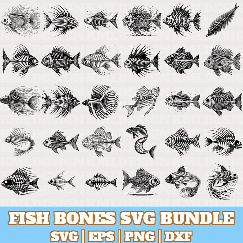 Fish Bones Svg Bundle, Fish Bones Vector, Fish Bones Silhouette ...