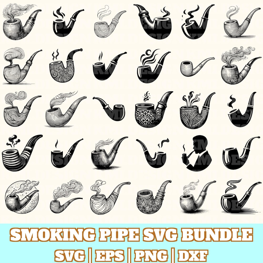 Smoking Pipe Svg Bundle, Smoking Pipe Vector, Smoking Pipe Silhouette ...