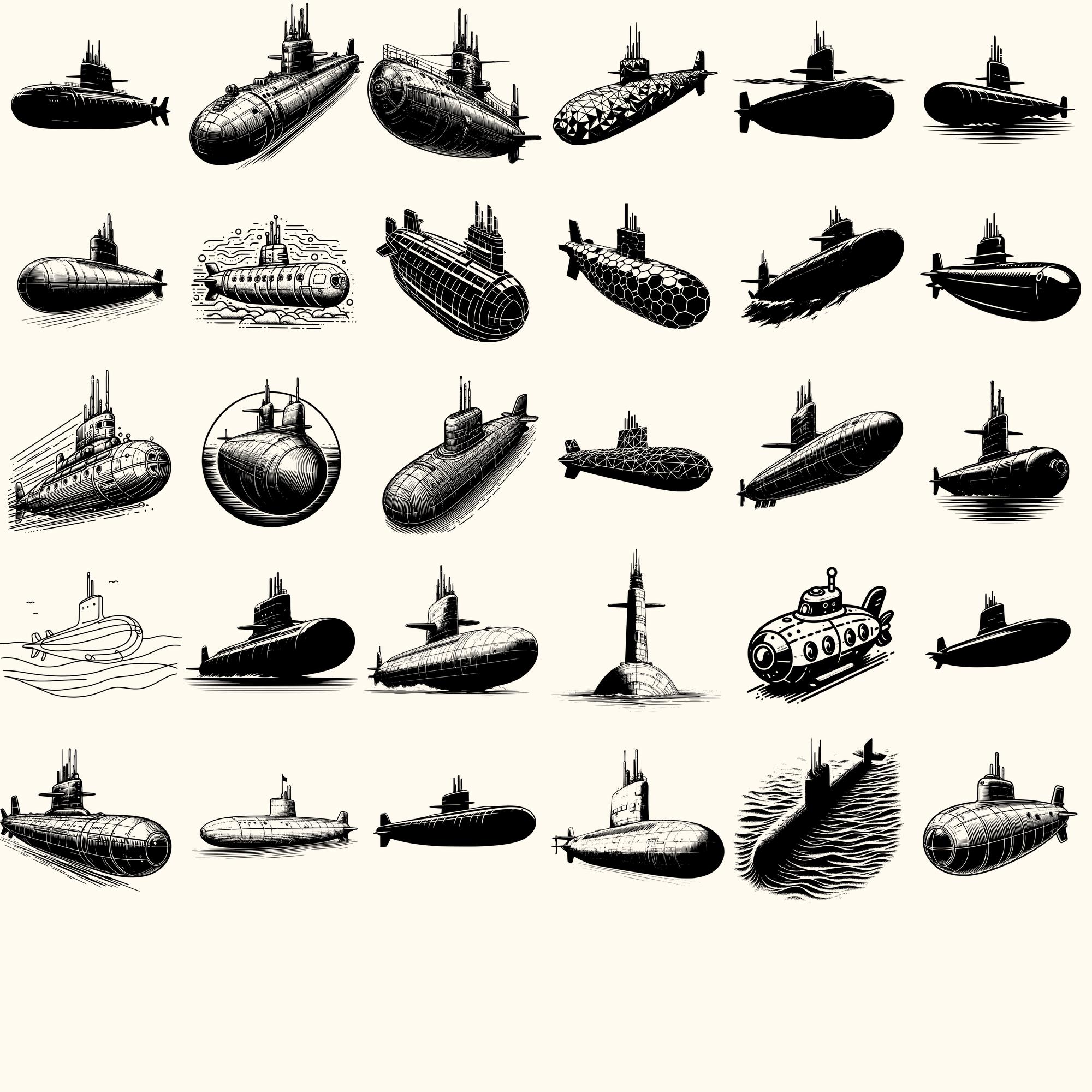 Submarine Svg Bundle, Submarine Vector, Submarine Silhouette, Submarine ...