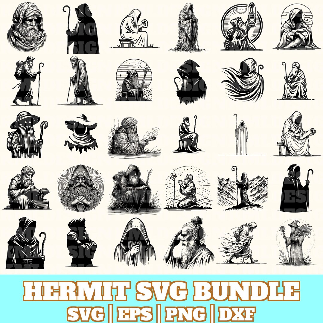 Hermit Svg Bundle, Hermit Vector, Hermit Silhouette, Hermit Svg PNG Eps ...