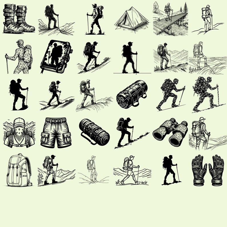 Hiking Svg Bundle, Hiking Vector, Hiking Silhouette, Hiking Svg PNG Eps ...