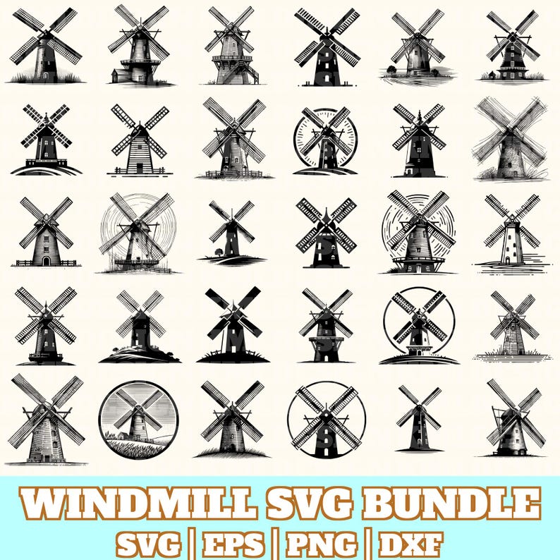 Windmill Svg Bundle, Windmill Vector, Windmill Silhouette, Windmill Svg ...