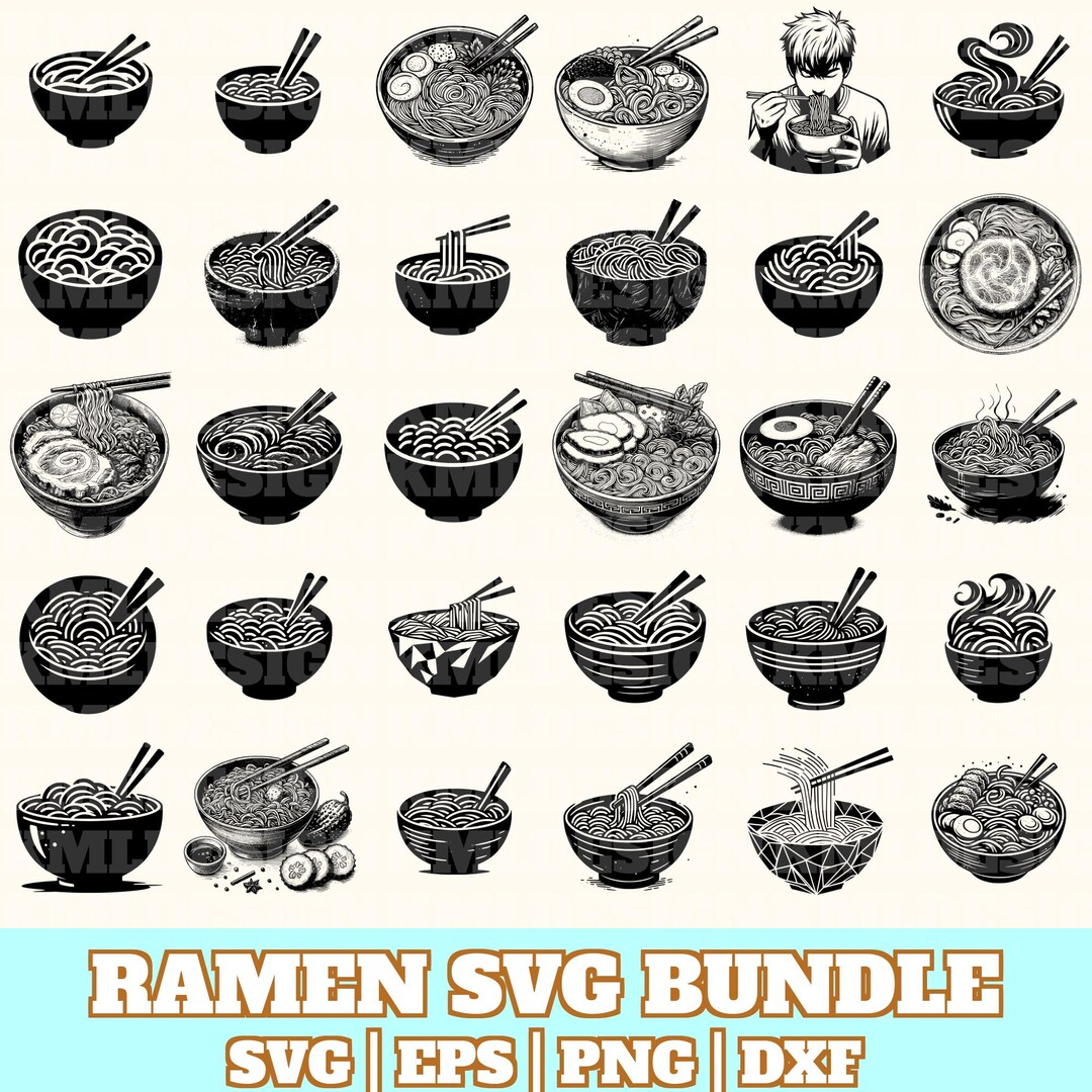 Ramen Svg Bundle, Ramen Vector, Ramen Silhouette, Ramen Svg PNG Eps Dxf ...