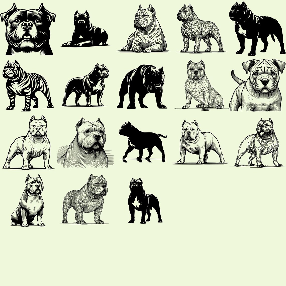 American Bully Svg Bundle, American Bully Puppy Vector, the American ...