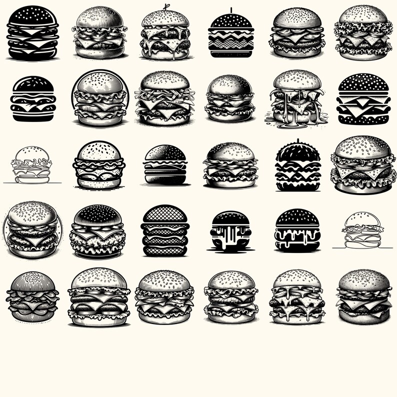 Burger Svg Bundle, Burger Vector, Burger Silhouette, Burger Svg PNG Eps ...