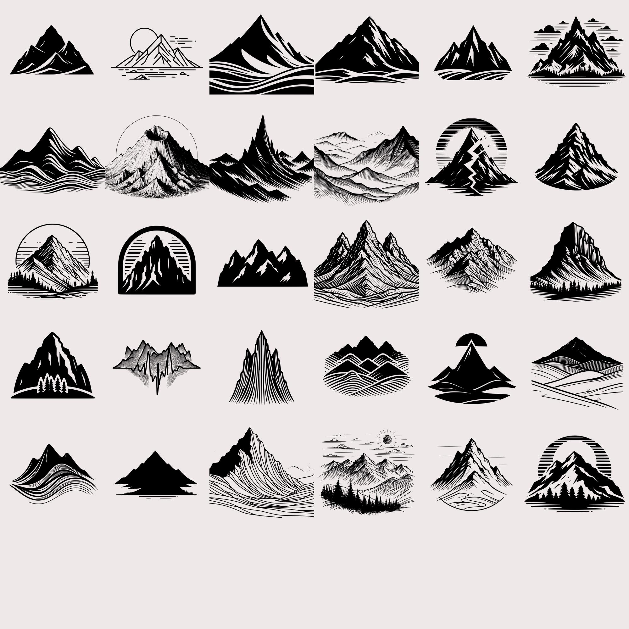 Mountains Svg Bundle, Mountains Vector, Mountains Silhouette, Mountains ...