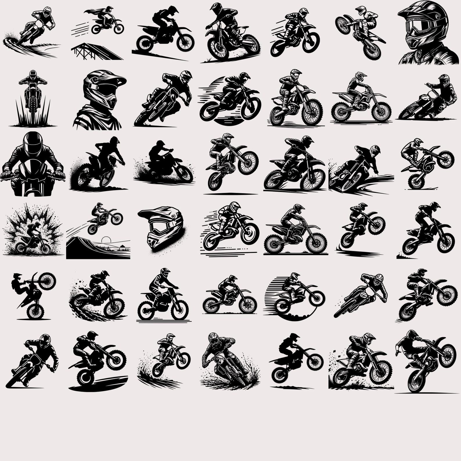 Motocross Svg Bundle, Motocross Motorcyclevector, Motocross Silhouette ...