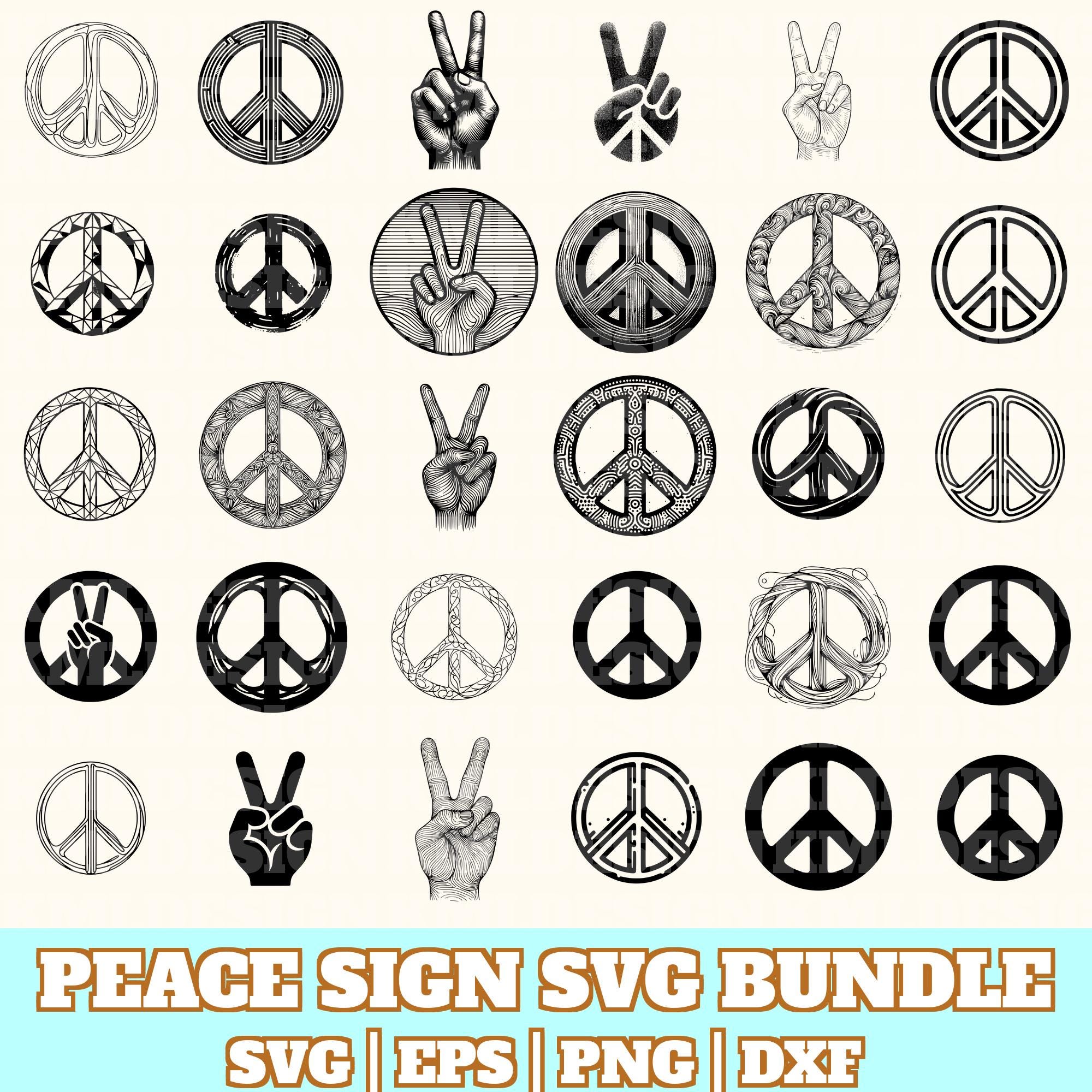 Peace Sign Svg Bundle, Peace Sign Vector, Peace Sign Silhouette, Peace ...