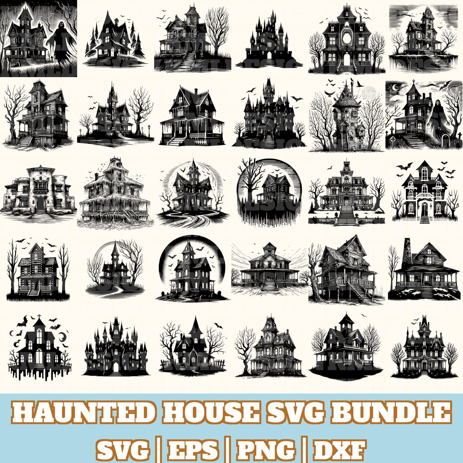 Haunted House Svg Bundle, Haunted House Vector Silhouette, Haunted ...