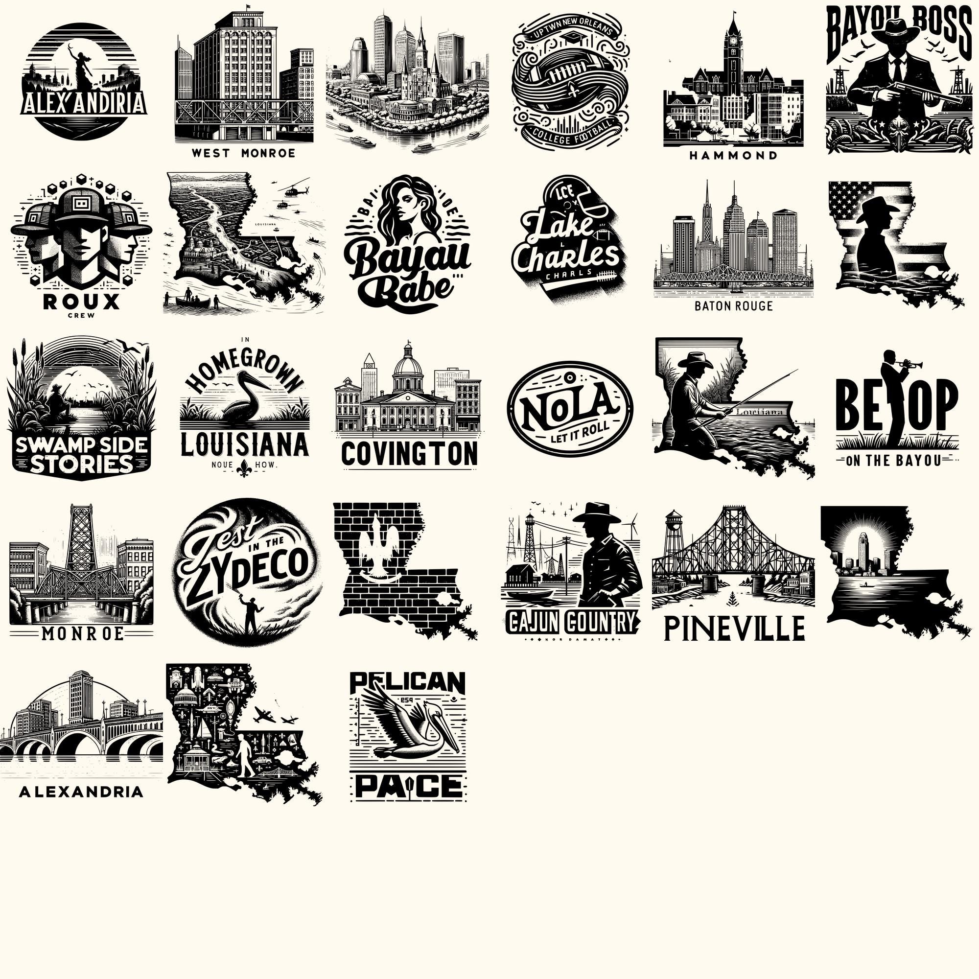 Louisiana State Svg Bundle, Louisiana State Vector Silhouette ...