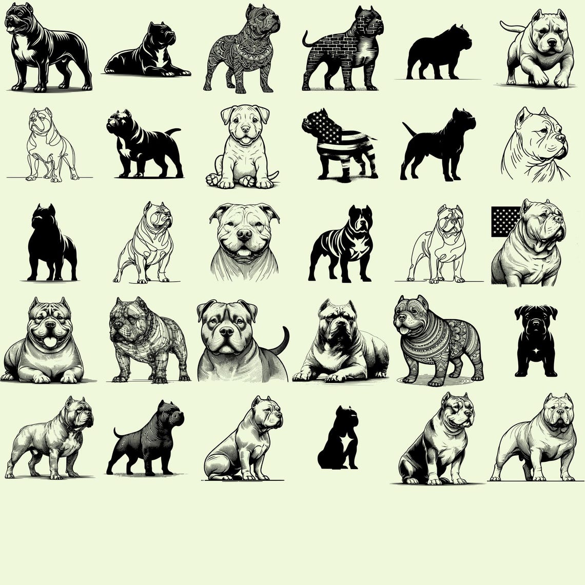 American Bully Svg Bundle, American Bully Puppy Vector, the American ...
