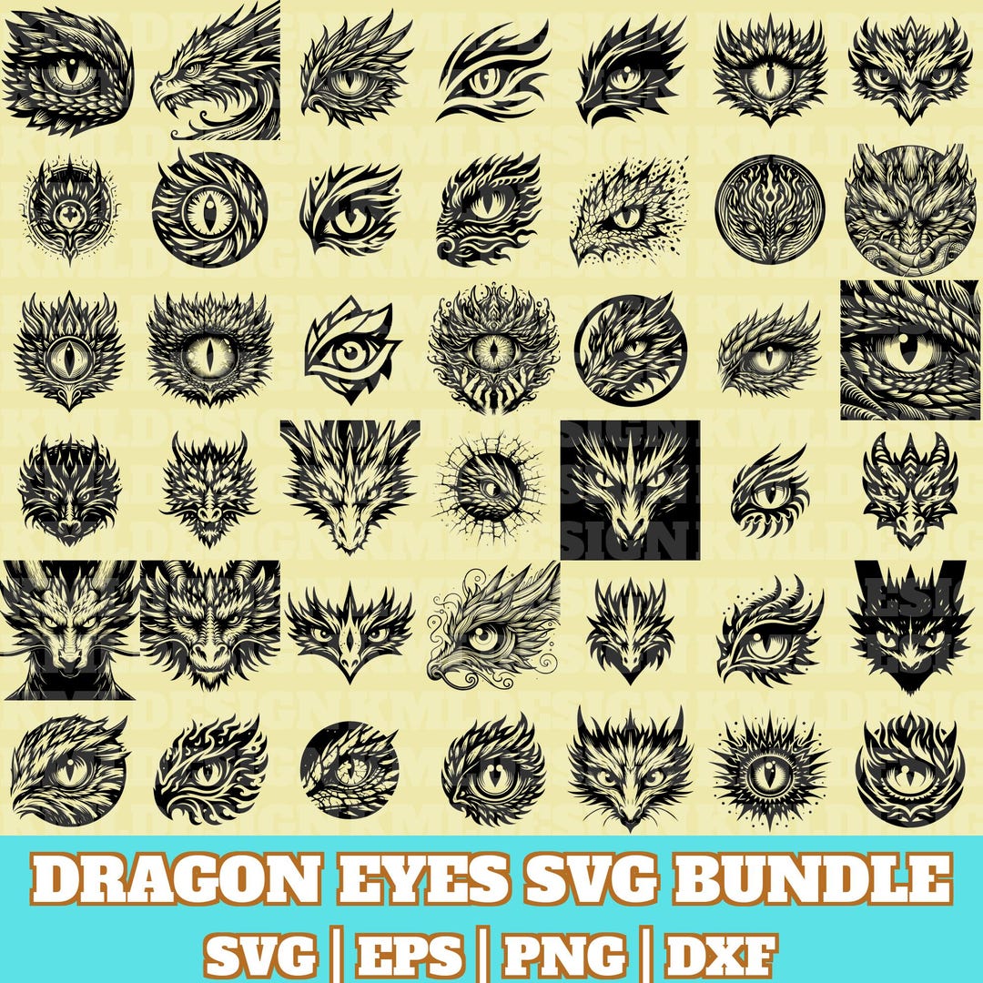 Dragon Eye Svg Bundle, Dragon Eye Vector,dragon Eye Silhouette,dragon ...