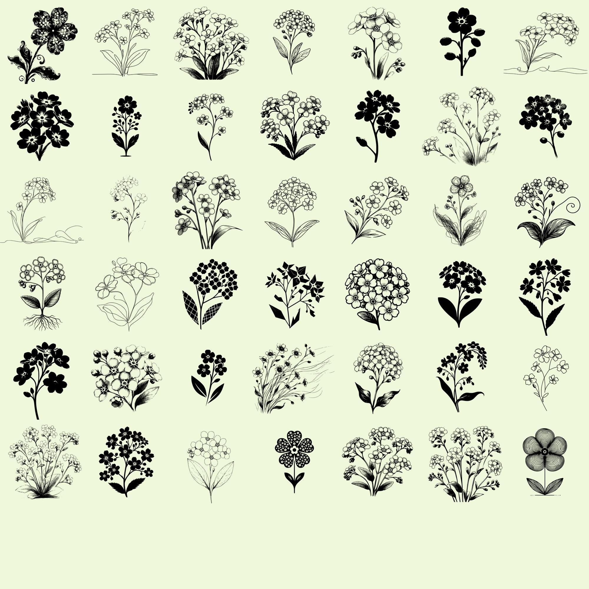 Forget-me-not Flower Svg Bundle, Forget-me-nots Vector, Flower ...