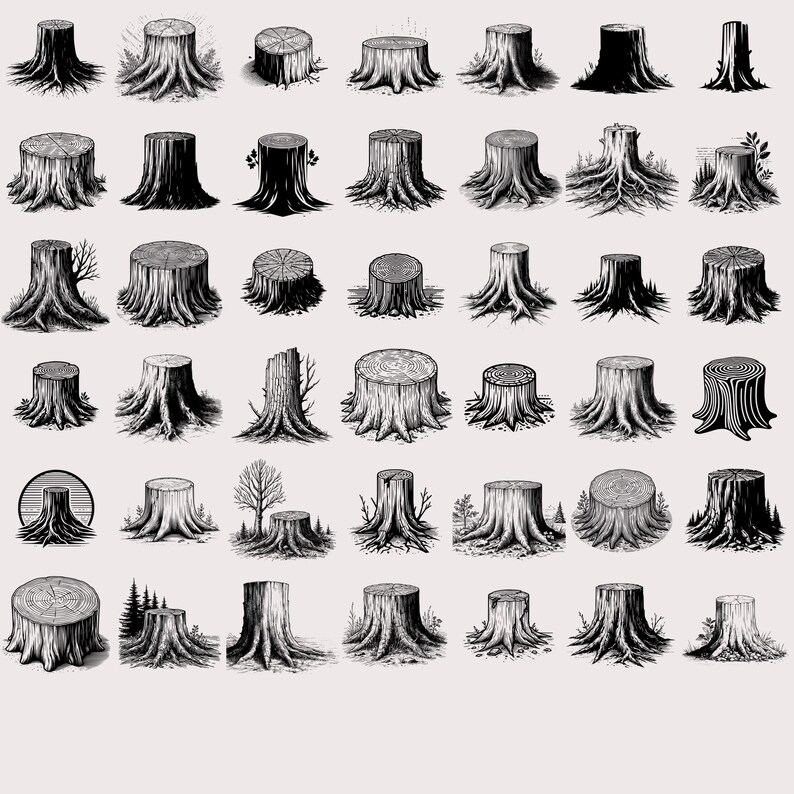 Tree Stump Svg Bundle, Tree Stump Vector, Tree Stump Silhouette, Tree ...