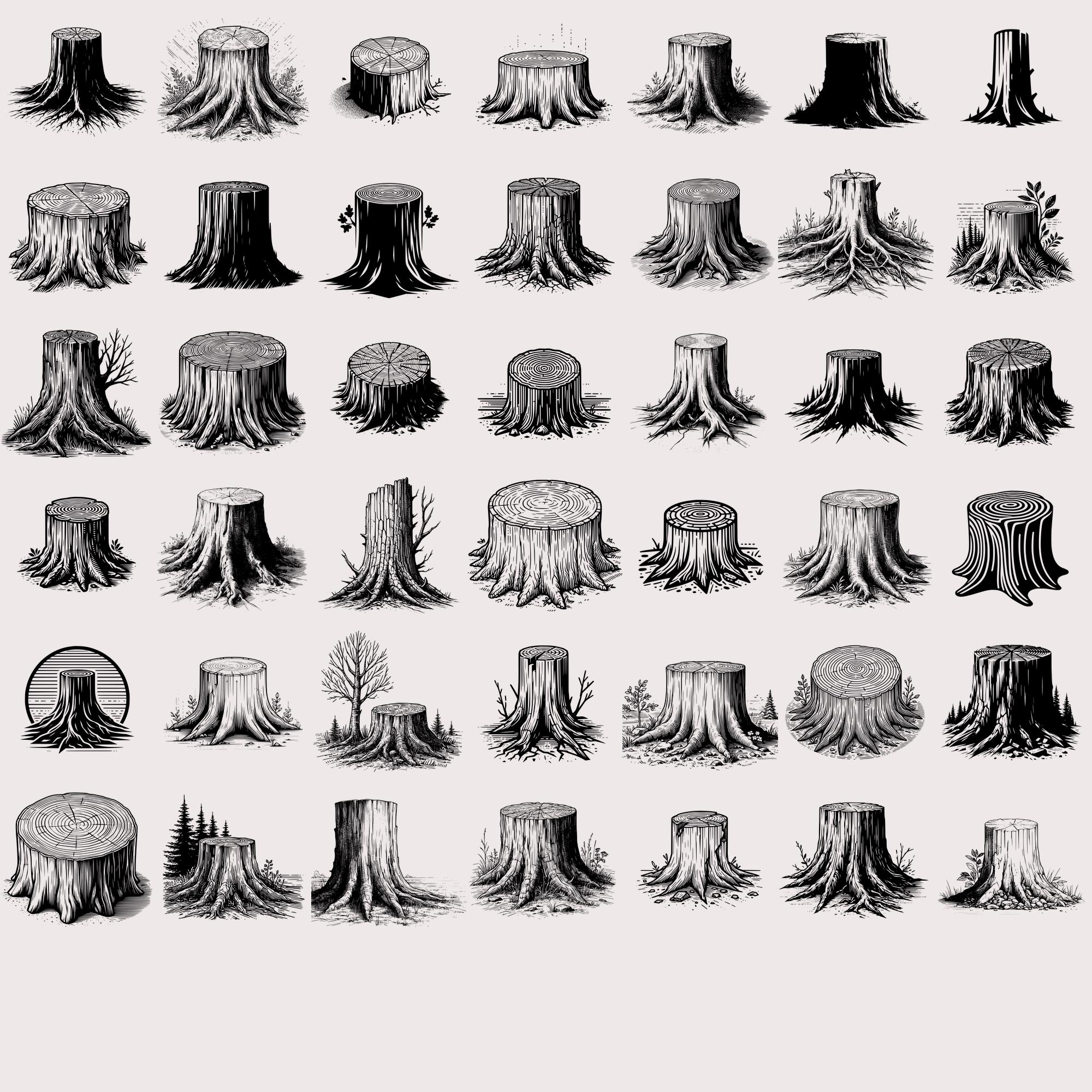 Tree Stump Svg Bundle, Tree Stump Vector, Tree Stump Silhouette, Tree ...
