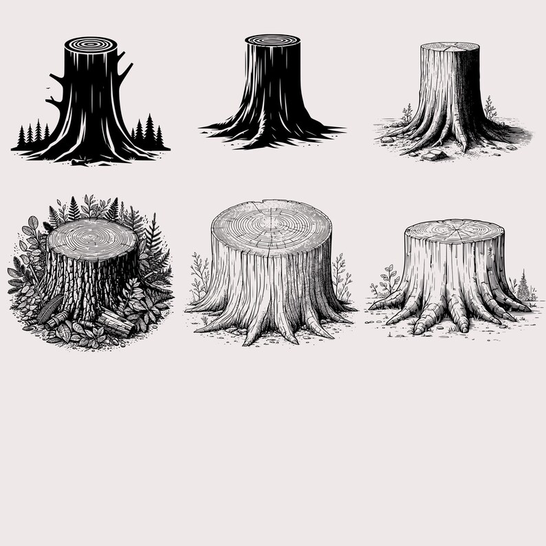 Tree Stump Svg Bundle, Tree Stump Vector, Tree Stump Silhouette, Tree ...