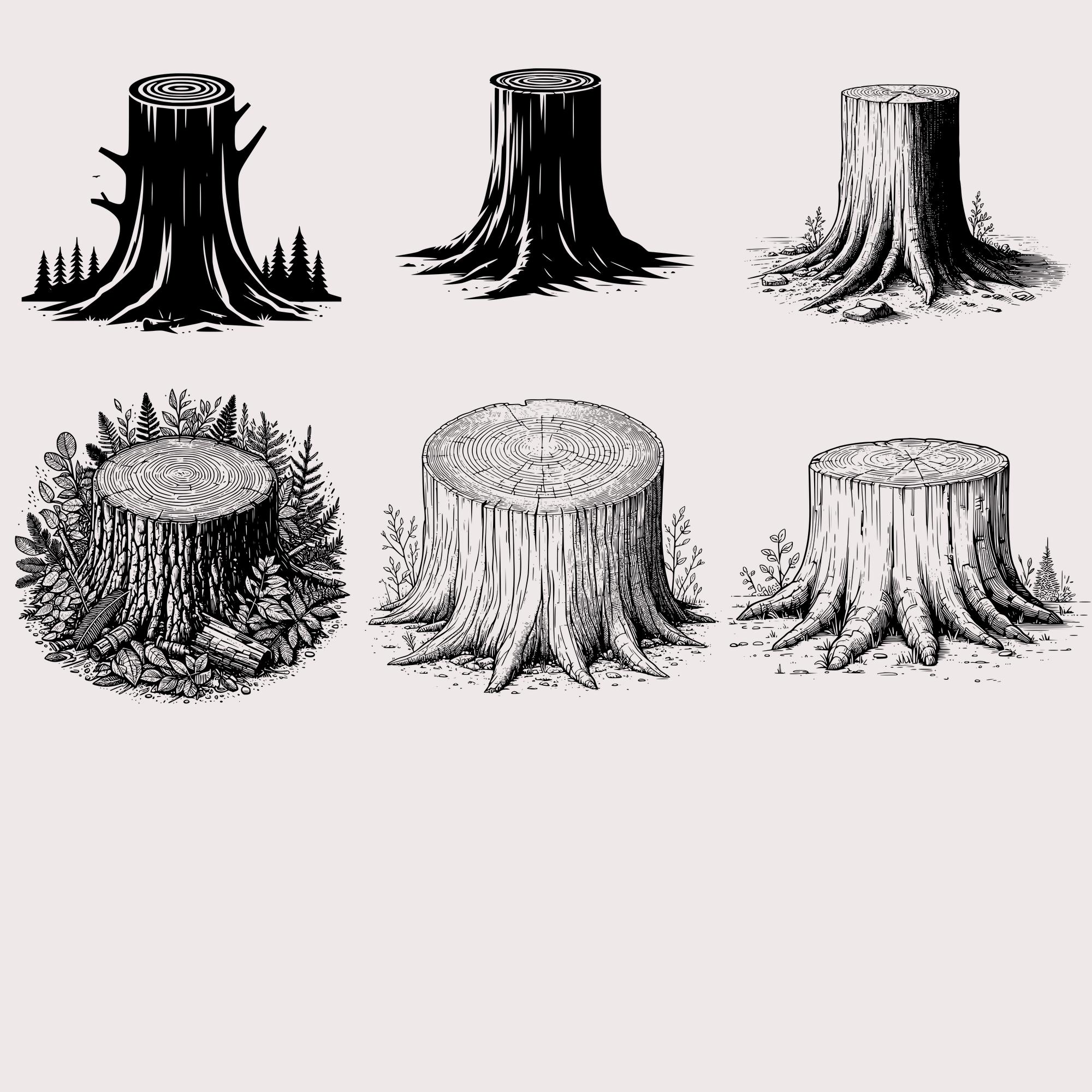 Tree Stump Svg Bundle, Tree Stump Vector, Tree Stump Silhouette, Tree ...