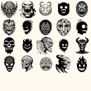 Monster Face Svg Bundle, Monster Face Vector, Monster Face Silhouette ...
