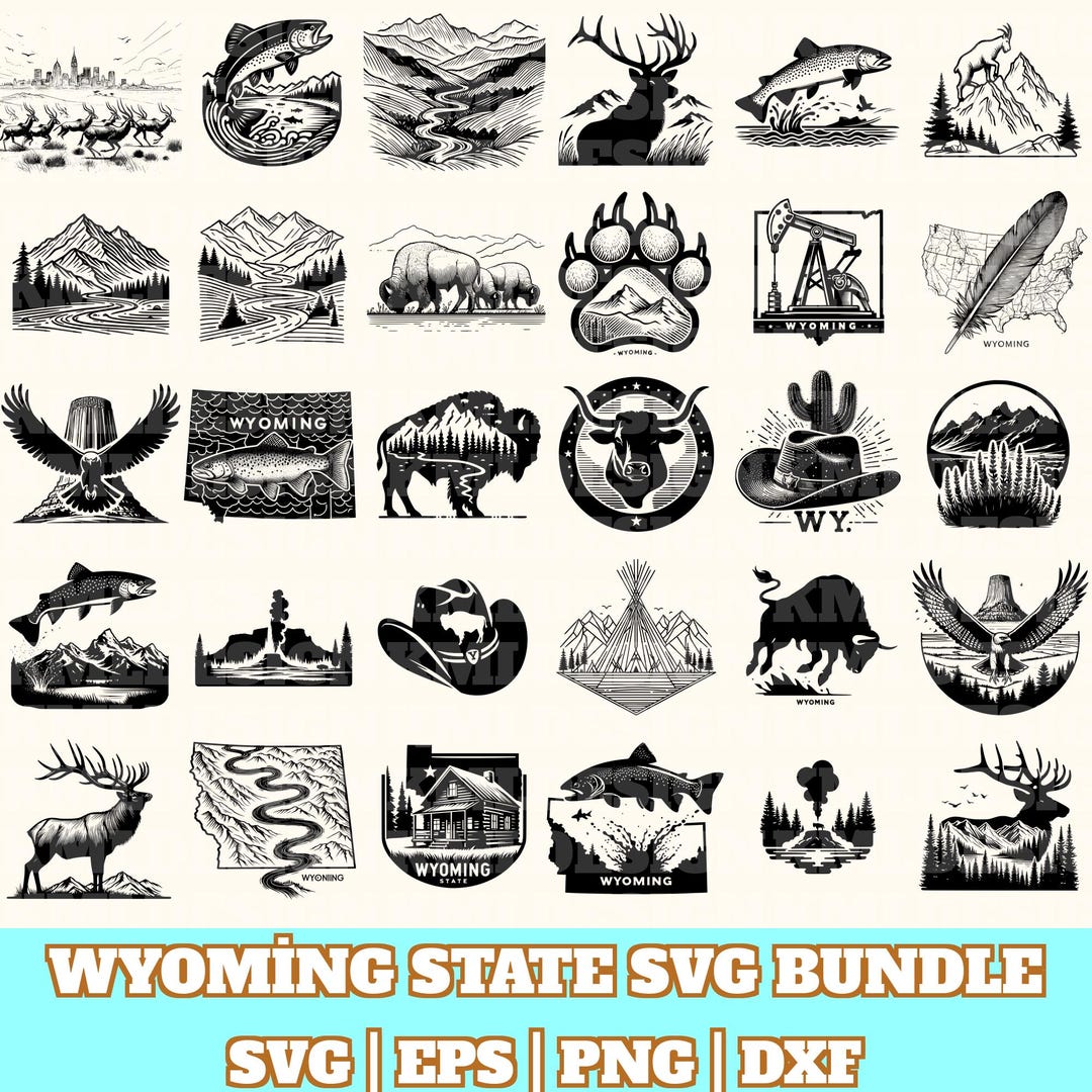 Wyoming State Svg Bundle, Wyoming State Vector, Wyoming State ...