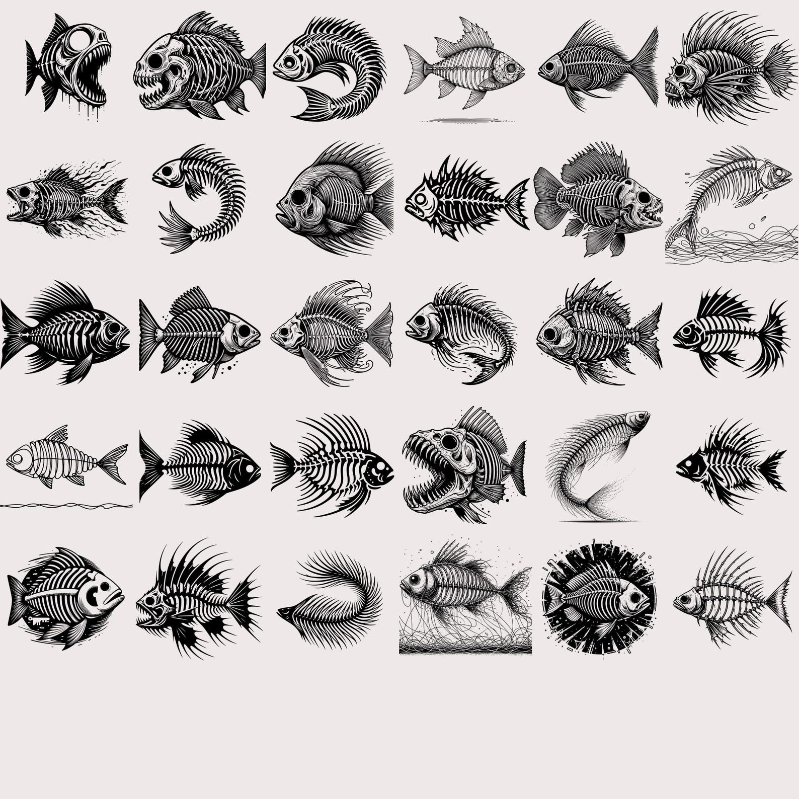 Fish Bones Svg Bundle, Fish Bones Vector, Fish Bones Silhouette ...