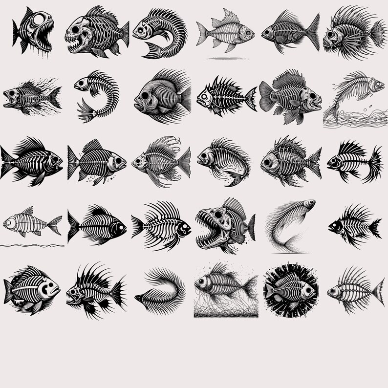 Fish Bones Svg Bundle, Fish Bones Vector, Fish Bones Silhouette ...